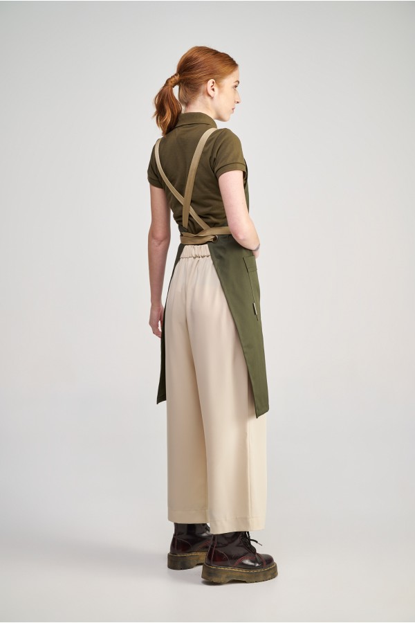 Ολόσωμη Ποδιά Modern σε χρώμα Olive, με σετ αποσπώμενα Λουριά Fishbone ...